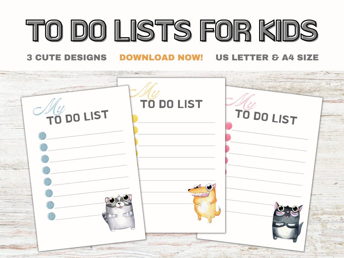Blank to Do List for Kids Printable Planner Checklist With - Etsy