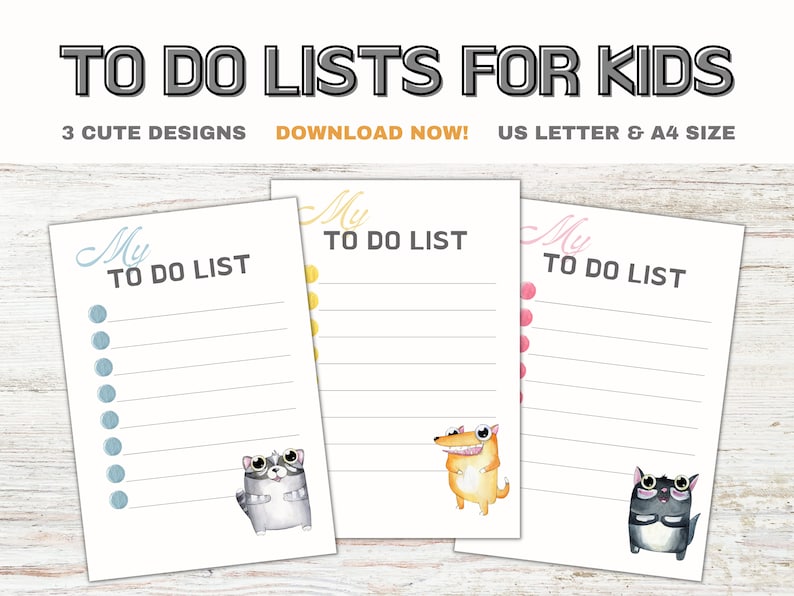 Blank to Do List for Kids Printable Planner Checklist With - Etsy