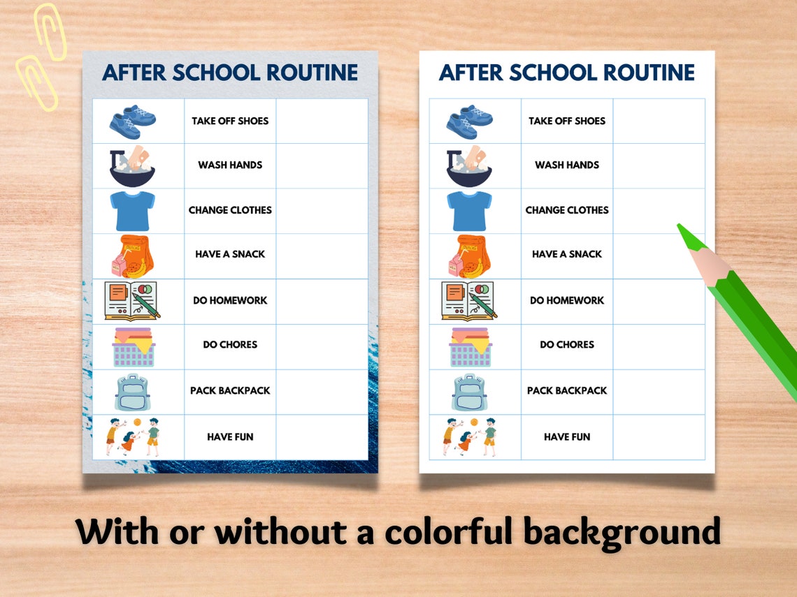 Kids After School Routine Charts With Stickers Cute Printable Checklist ...