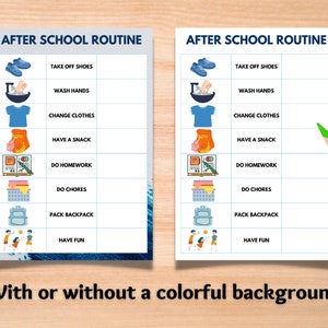 Kids After School Routine Charts With Stickers Cute Printable Checklist ...