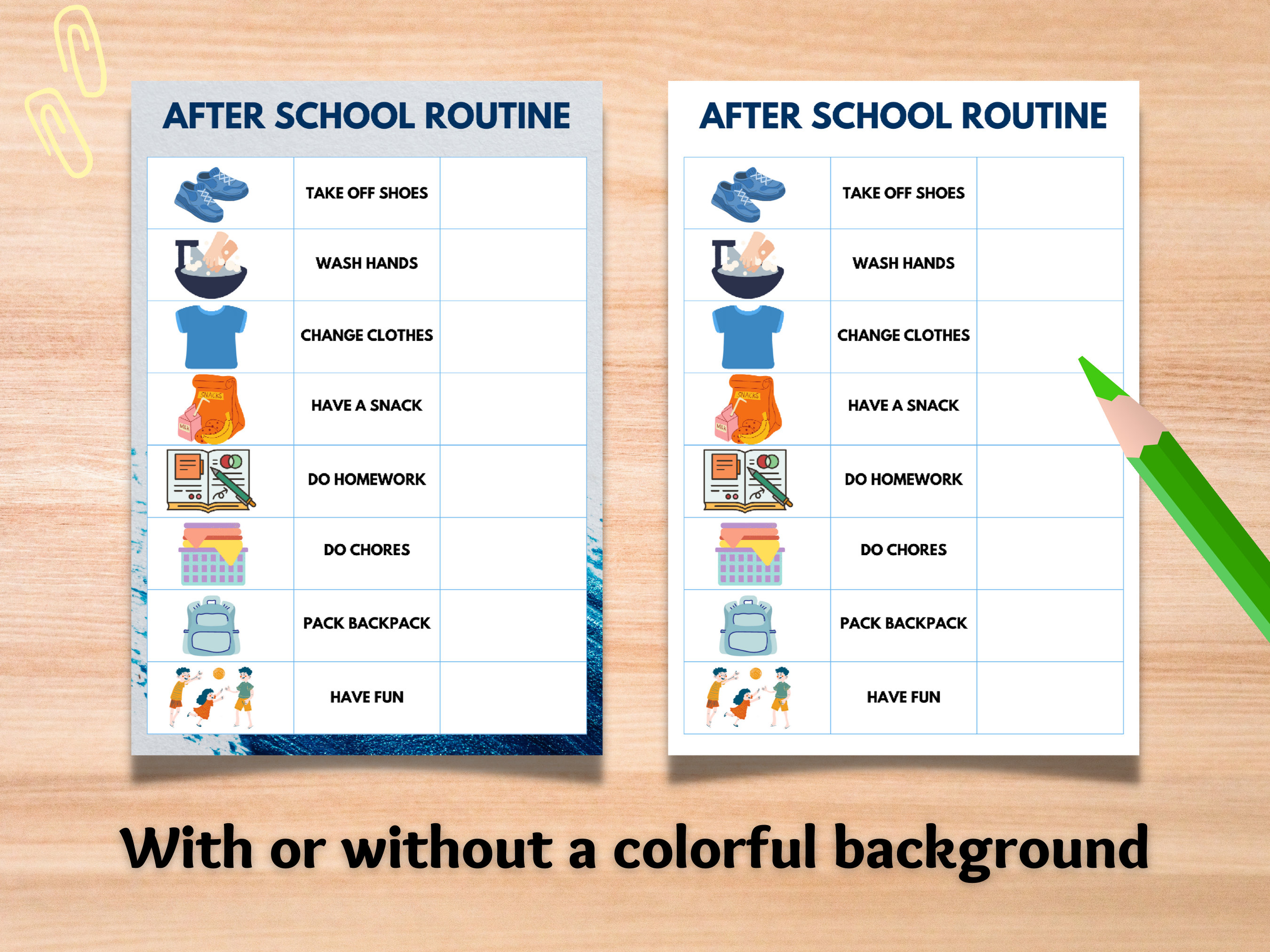 Kids After School Routine Charts With Stickers Cute Printable Checklist ...