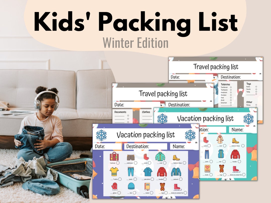 Kids Packing List Vacation Packing List Printable Travel - Etsy