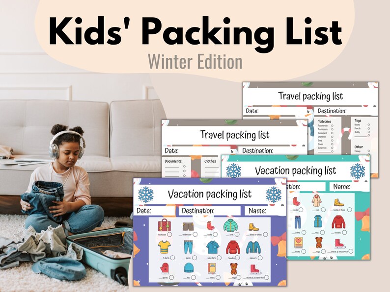 Kids Packing List Vacation Packing List Printable Travel - Etsy
