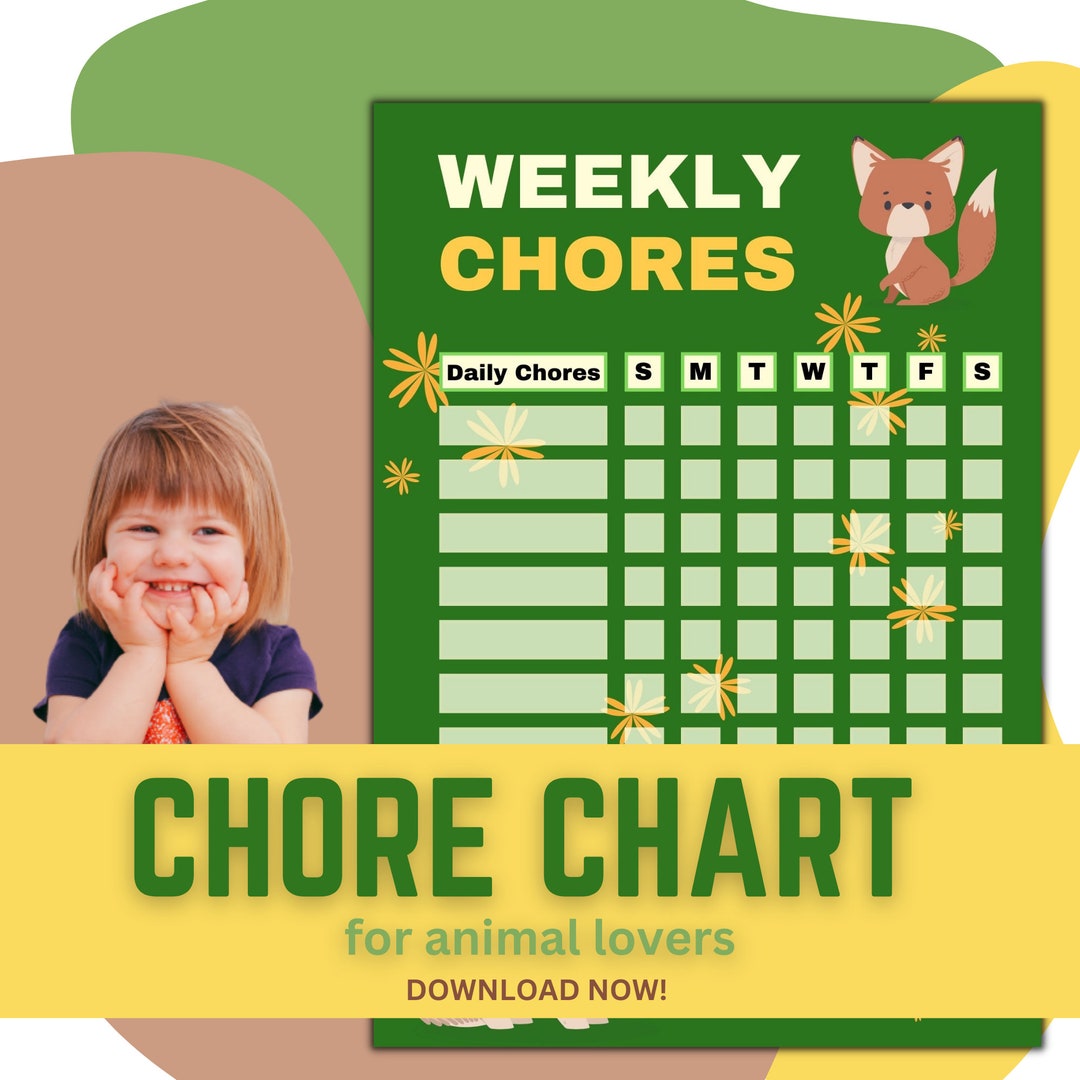 Responsibility Chart and Chore Chart for Kids Printable Daily Weekly ...