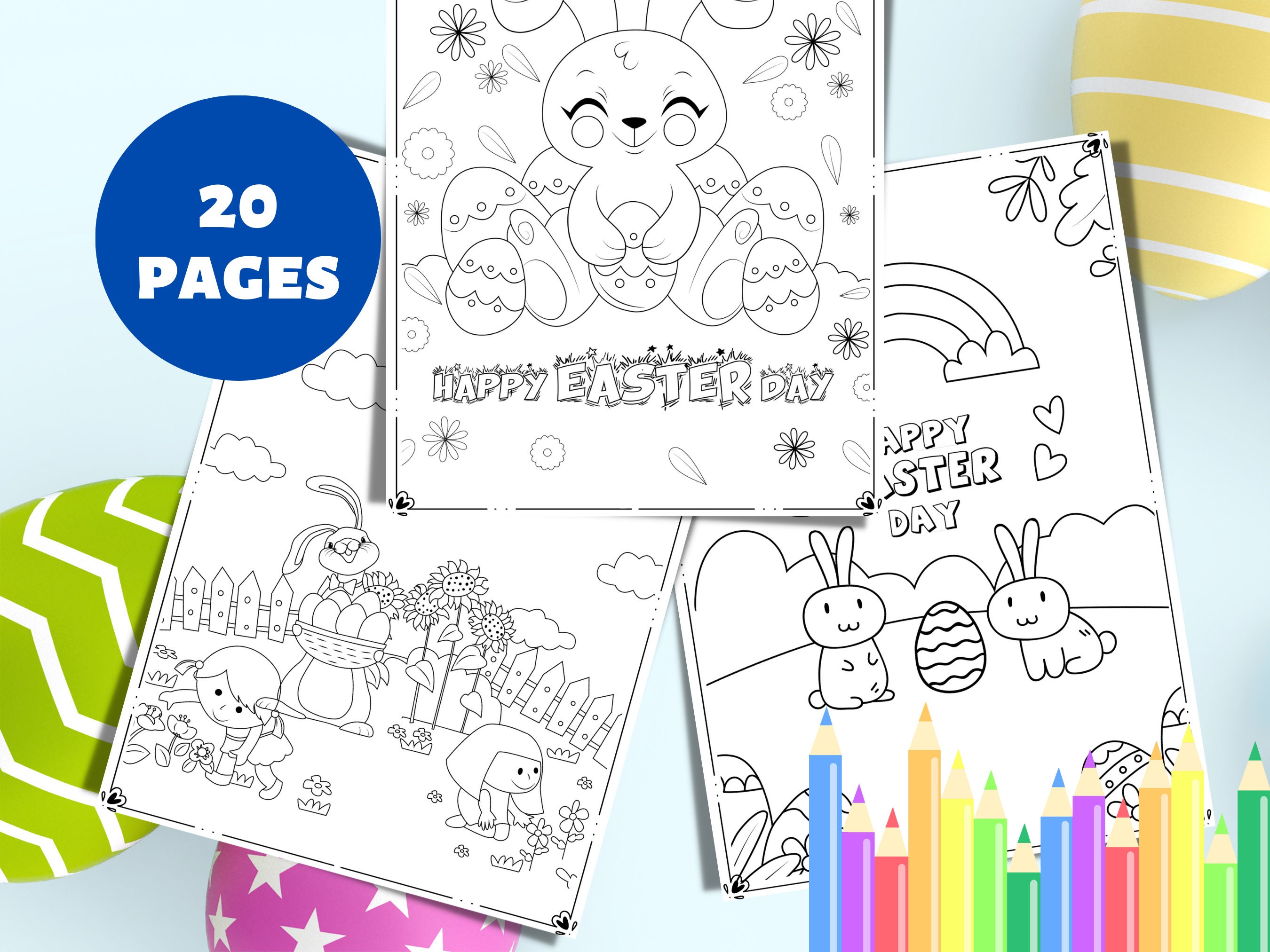 Easter Coloring Book Printable for Kids With Cute Easter Bunny Coloring ...