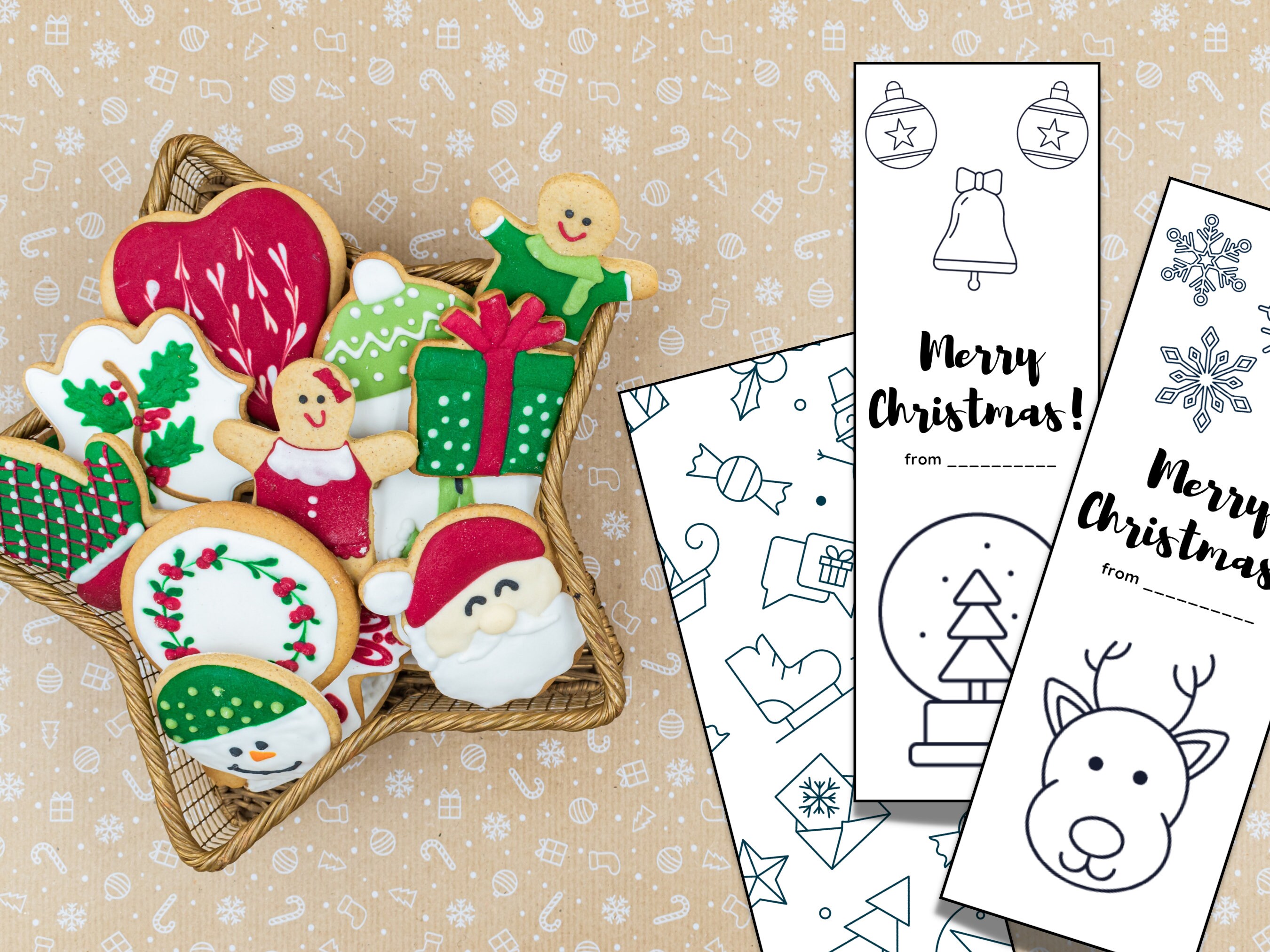 Christmas Coloring Bookmarks Printable Cute Digital Book Mark - Etsy