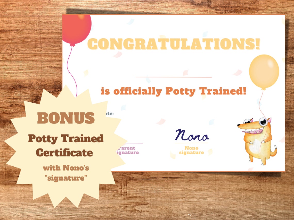 Potty Training Chart Printable Potty Certificate, Kids Motivation ...