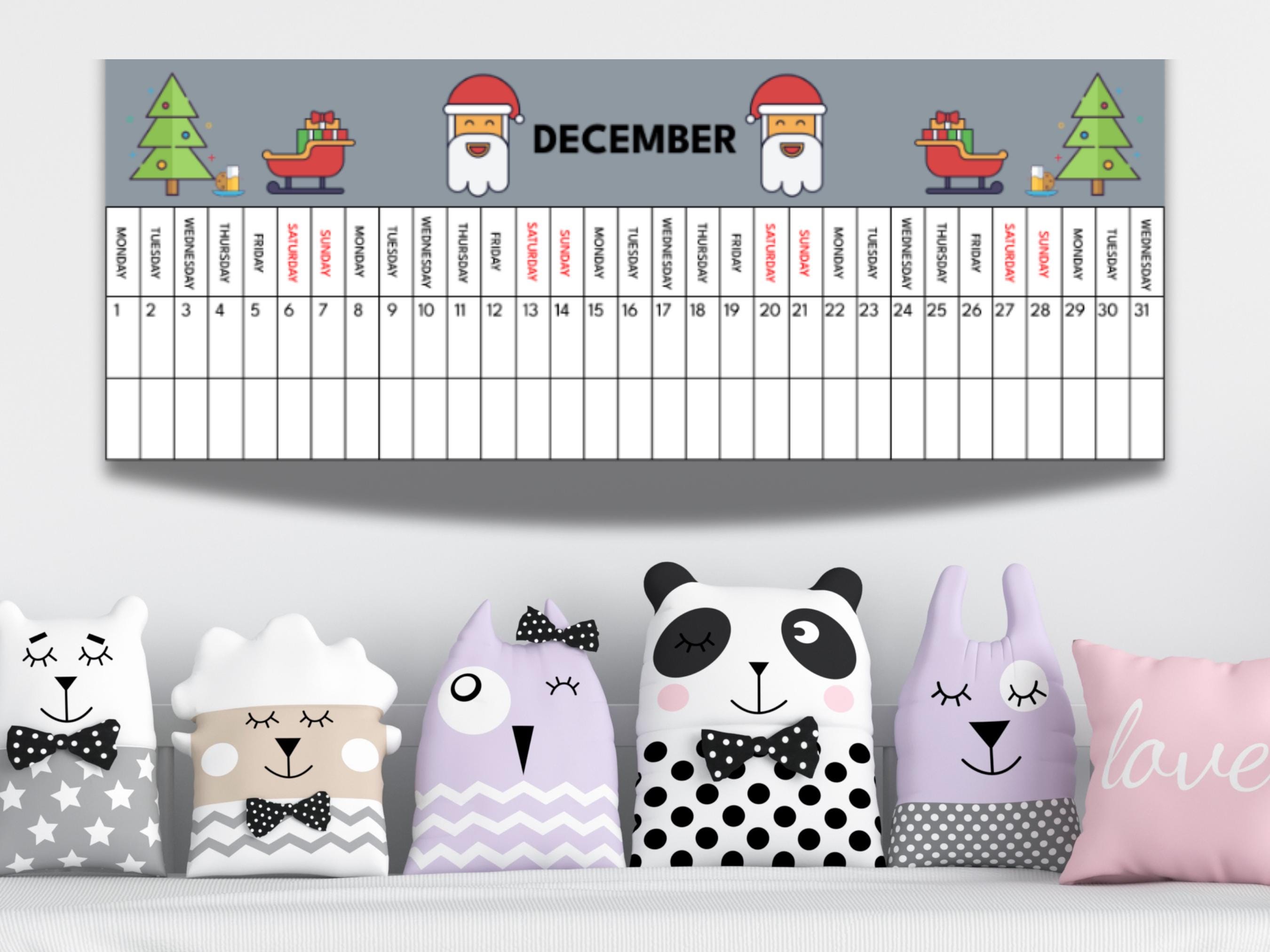 Linear Calendar 2025 Montessori Preschool Kids Calendar School ...