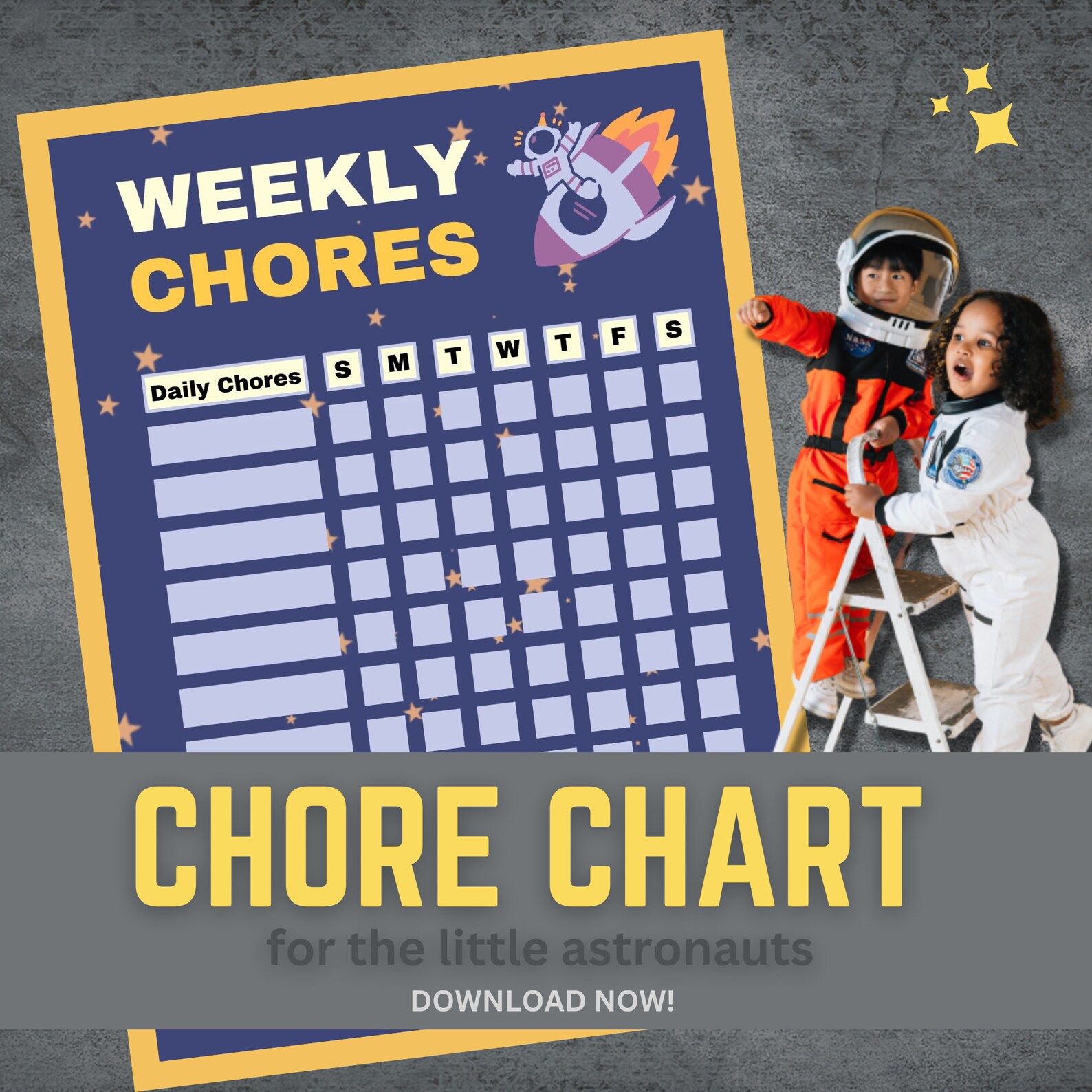 Responsibility Chart and Chore Chart for Kids Printable Daily Weekly ...