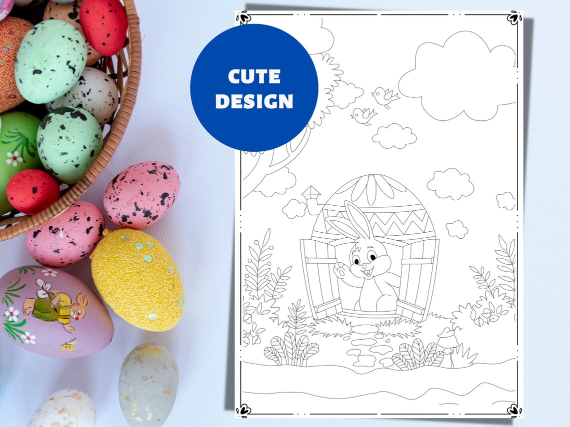 Easter Coloring Book Printable for Kids With Cute Easter Bunny Coloring ...