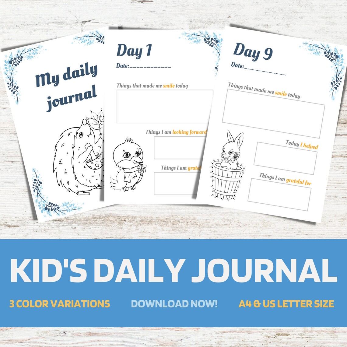 Printable Kids Gratitude Journal Daily Journal Kids Gratitude Diary for ...