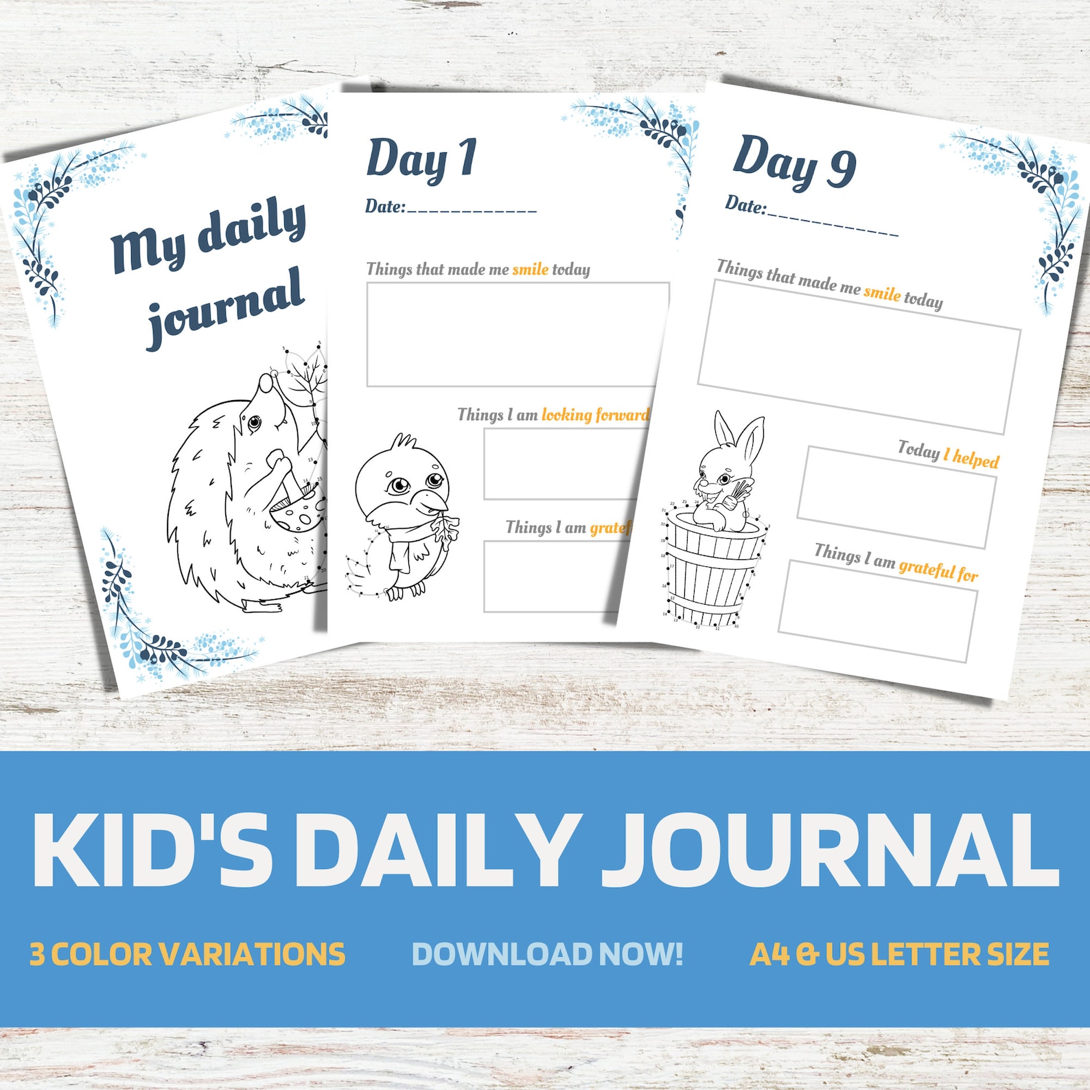 Printable Kids Gratitude Journal Daily Journal Kids Gratitude Diary for ...