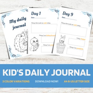 Printable Kids Gratitude Journal Daily Journal Kids Gratitude Diary for ...