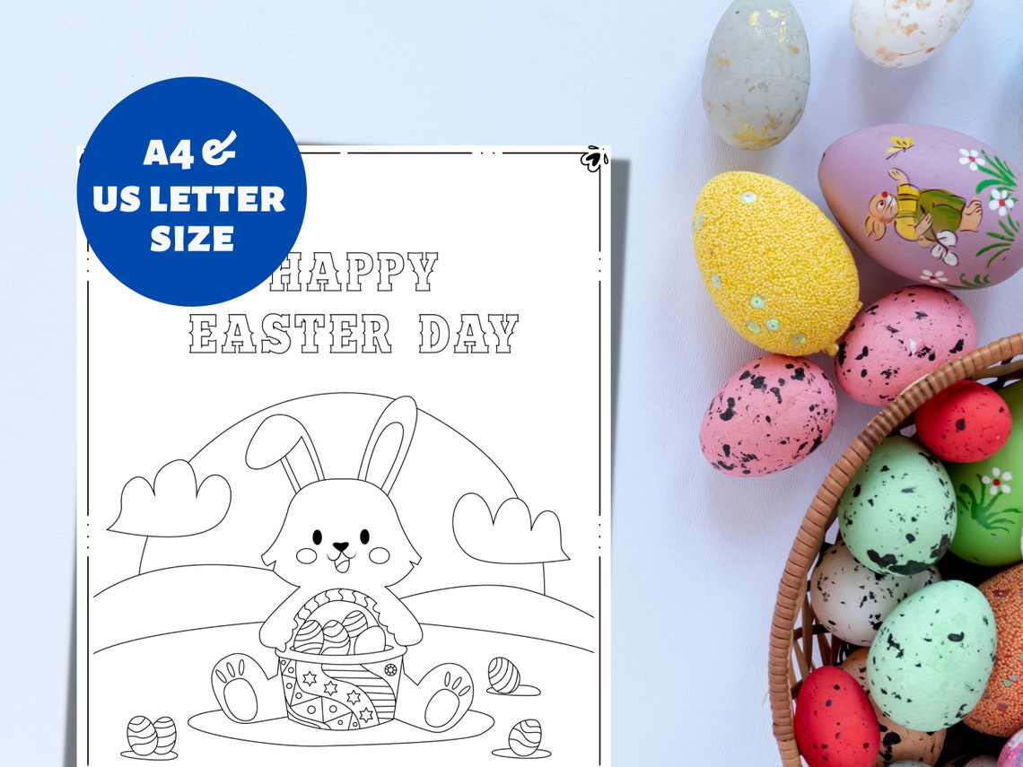 Easter Coloring Book Printable for Kids With Cute Easter Bunny Coloring ...