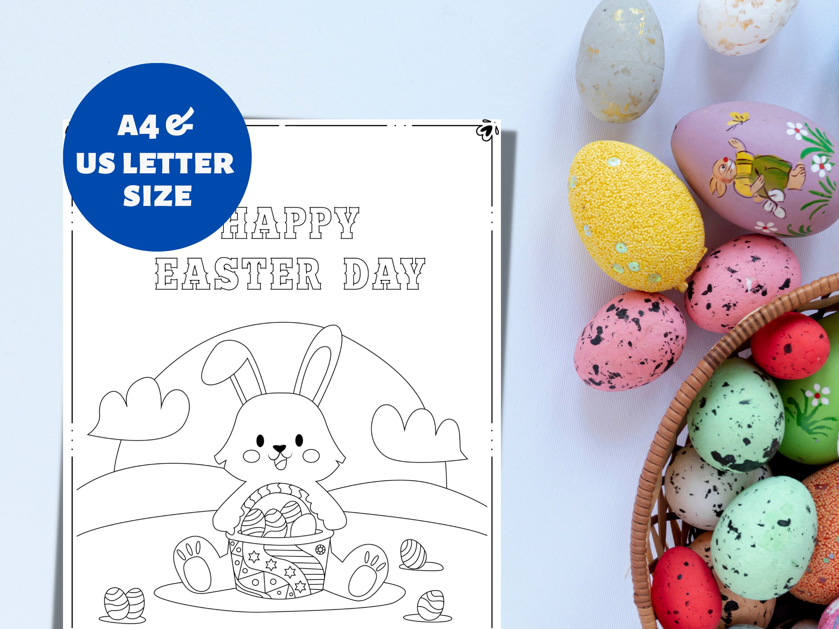 Easter Coloring Book Printable for Kids With Cute Easter Bunny Coloring ...