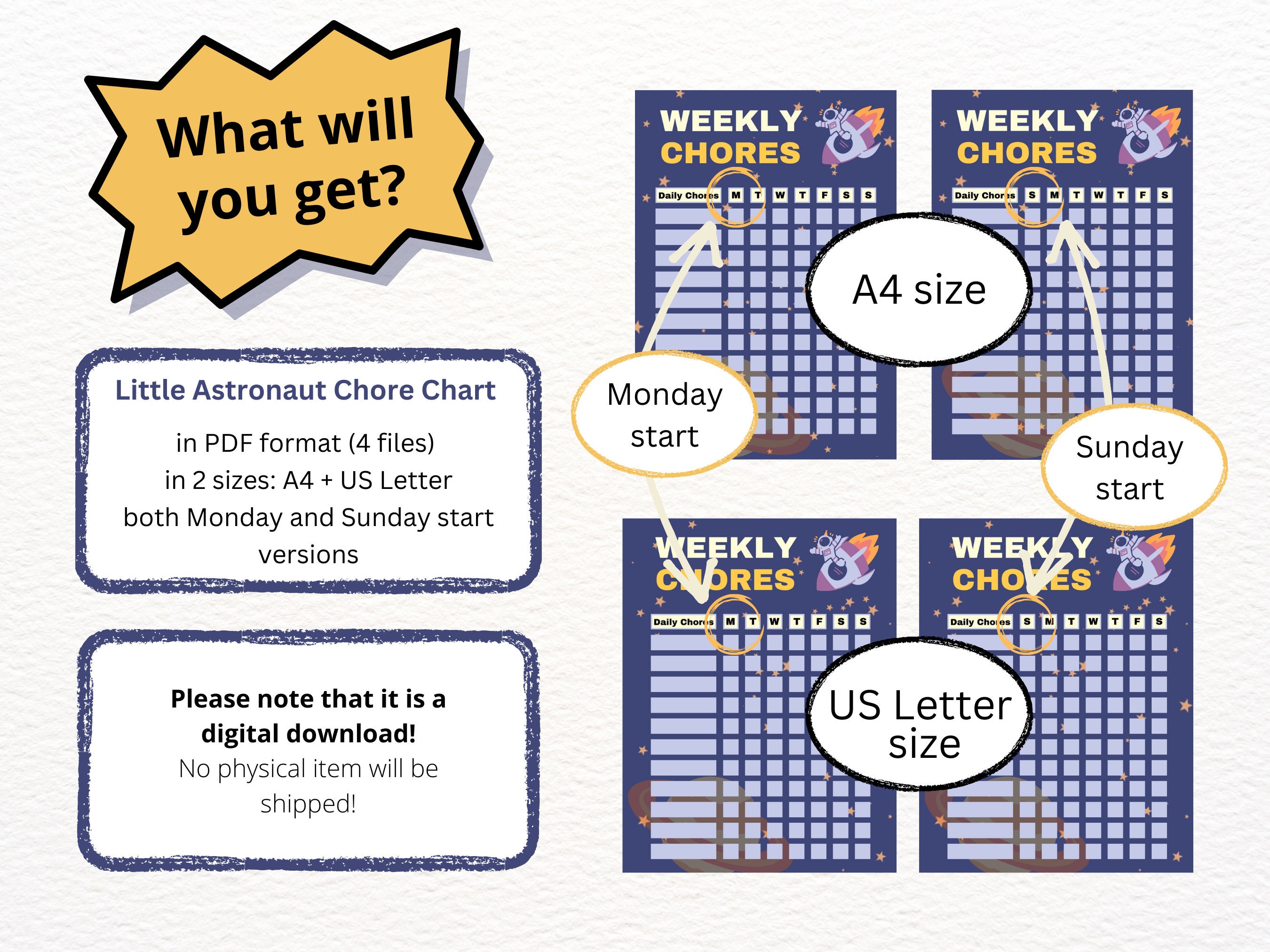 Responsibility Chart and Chore Chart for Kids Printable Daily Weekly ...