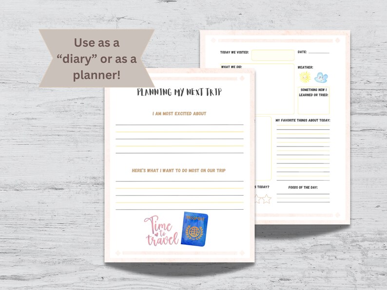 Kids Travel Journal Printable, Travel Diary With Prompts, Printable ...