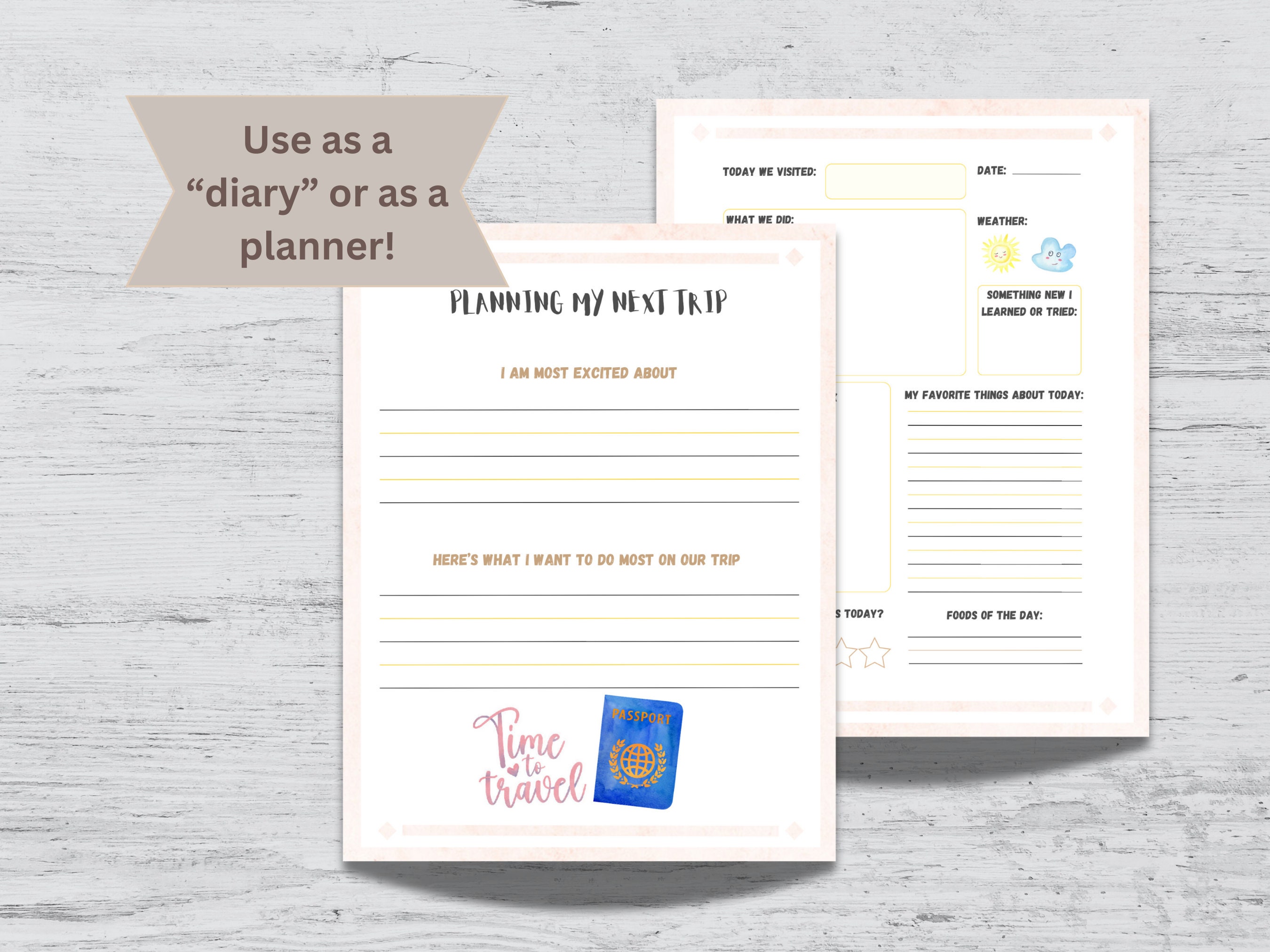 Kids Travel Journal Printable, Travel Diary With Prompts, Printable ...