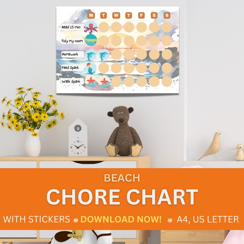 Make Chores Fun for Kids With Our Unique Watercolor Sunset Chore Chart ...