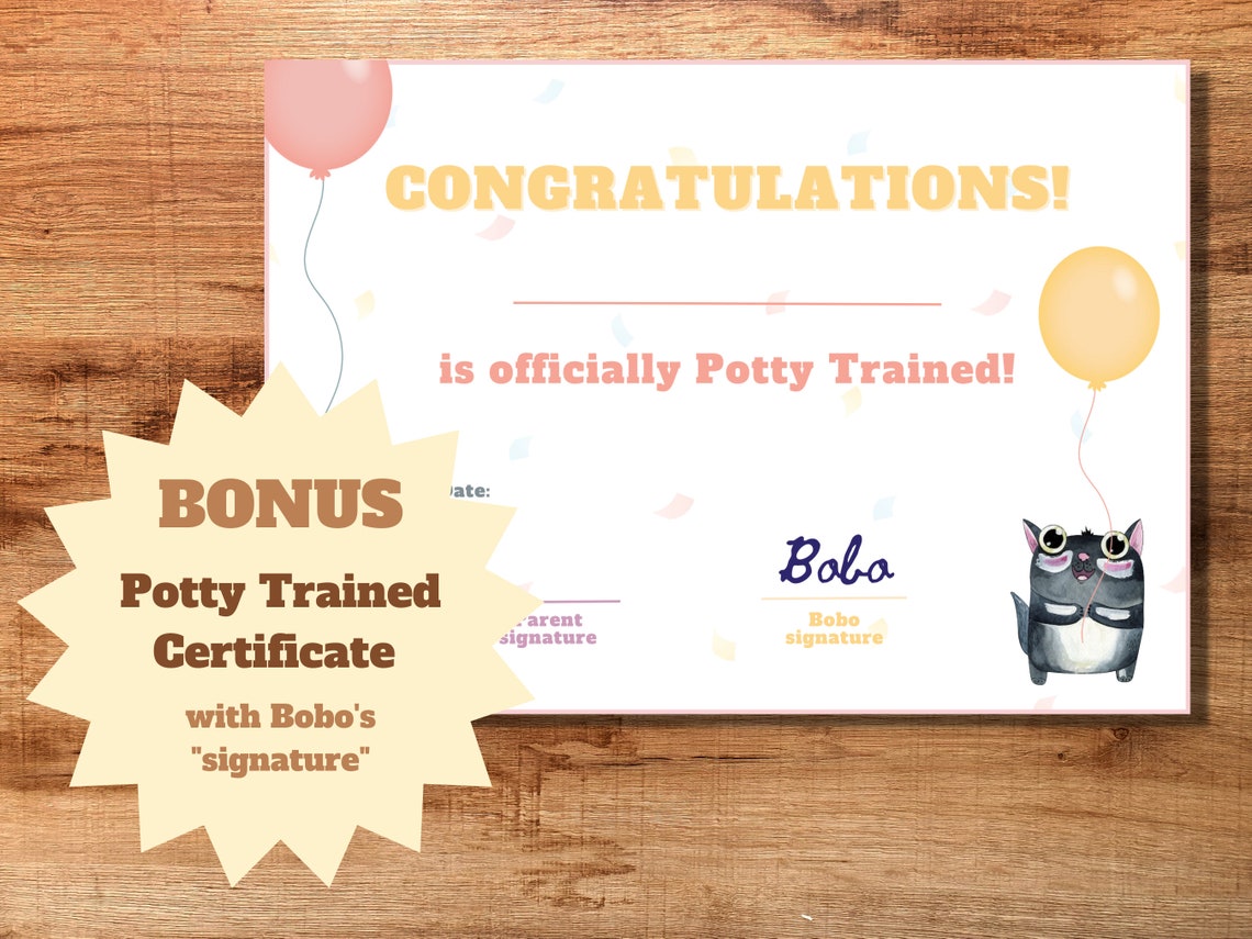 Potty Training Chart Printable Potty Certificate, Kids Motivation ...
