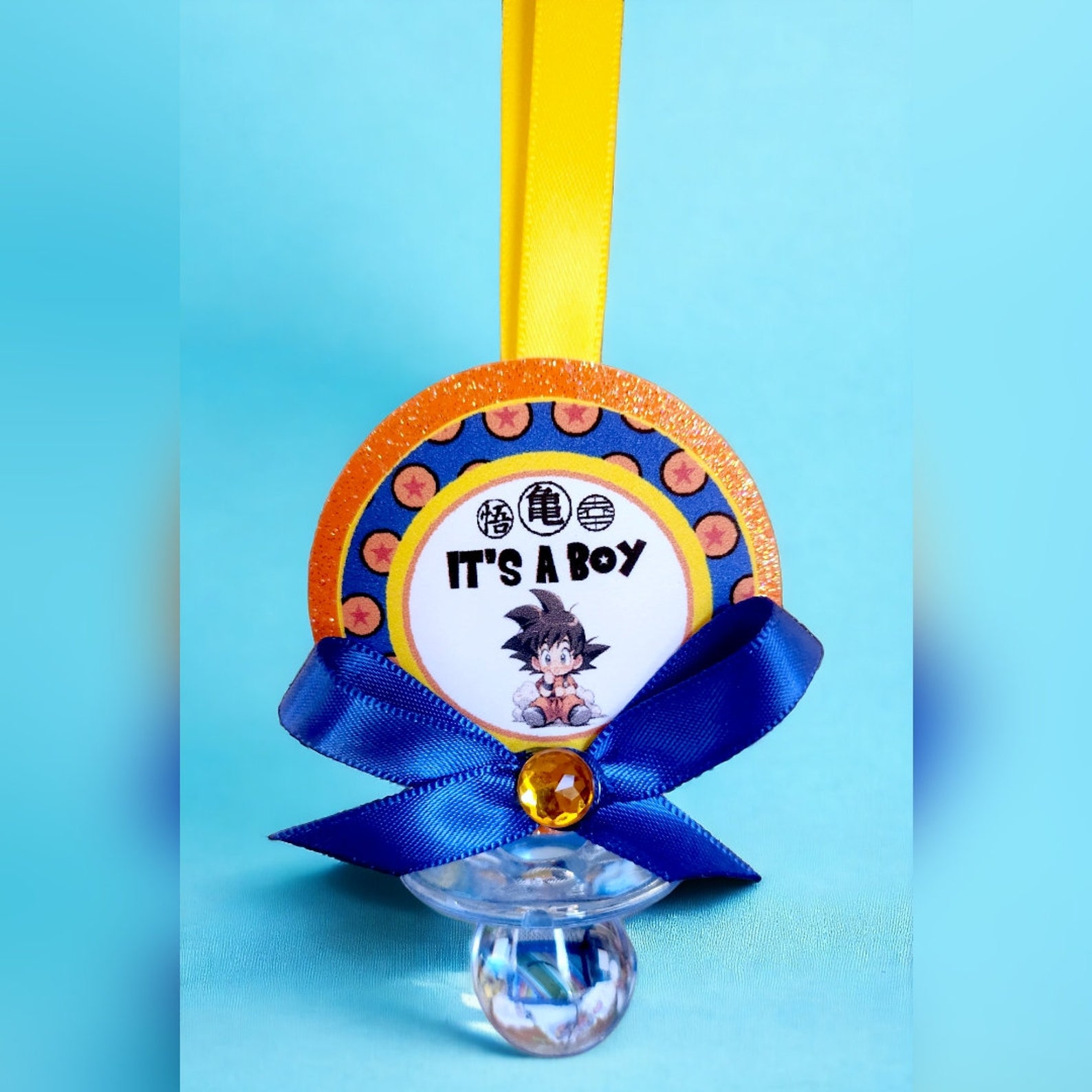 12 Baby Boy Yellow Anime Baby or Anime Chibi Themed Pacifier Necklaces ...