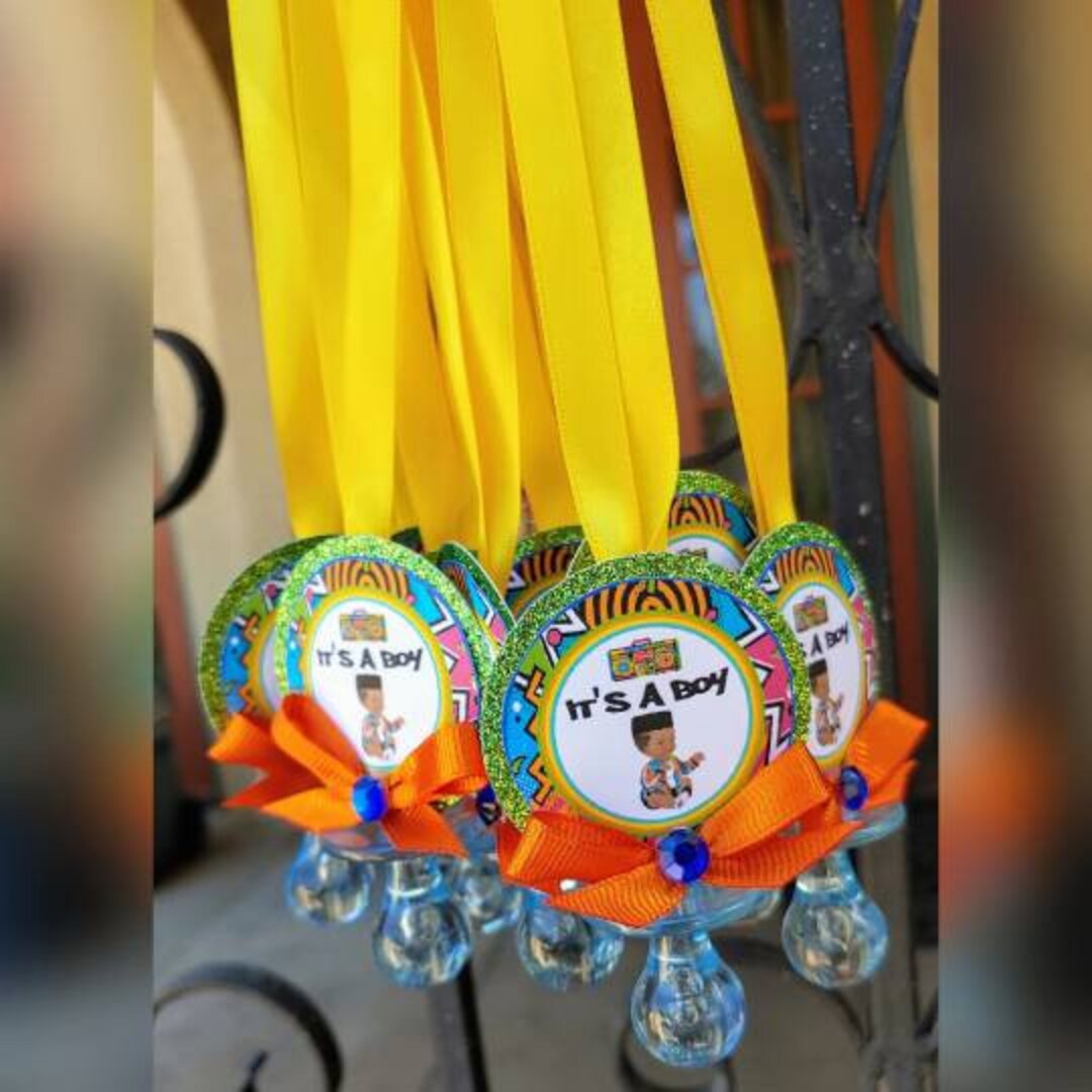 12 Baby Boy Prince Fresh 90s Hip Hop Themed Pacifier Necklaces Favors ...