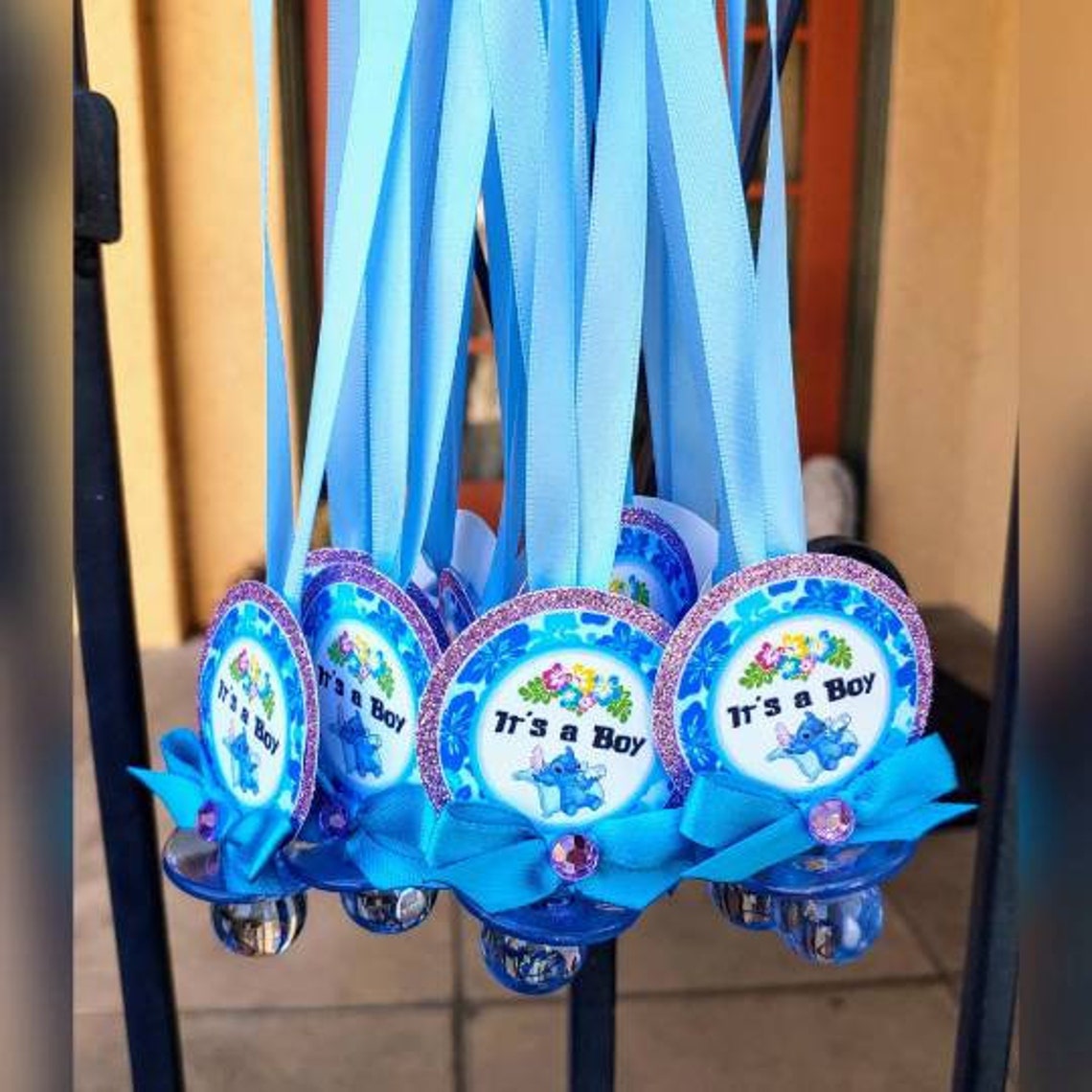 12 Baby Boy Lavender Hawaiian Alien Themed Pacifier Necklaces Favors ...