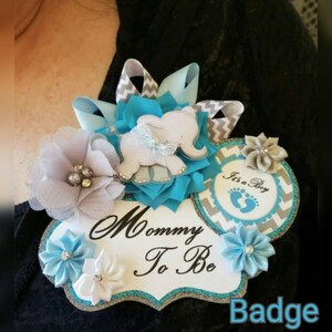 Baby Boy Light Blue Cerulean Blue Gray White Elephant Themed Mommy ...