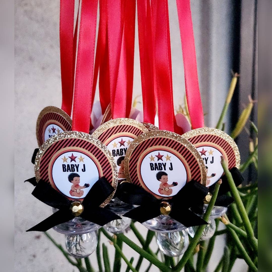 12 Baby Boy Red Boxing Champ Boxer Champion Themed Pacifier Necklaces ...