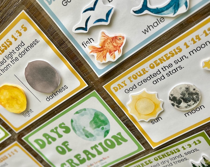 7 Days of Creation Flash Cards, Genesis, Bible Lesson for Kids, Homeschool Activities, Sunday ...