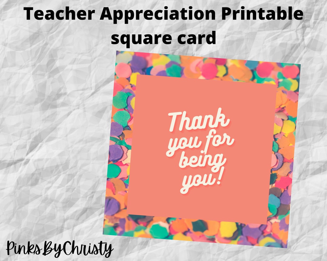 Teacher Appreciation Printable Square Card - Etsy