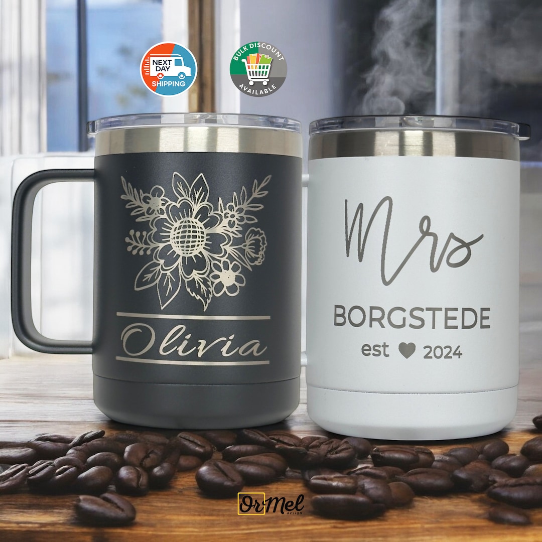 Personalized Laser Engraved 15 Oz Coffee Mugs, Monogram Coffee Mug ...