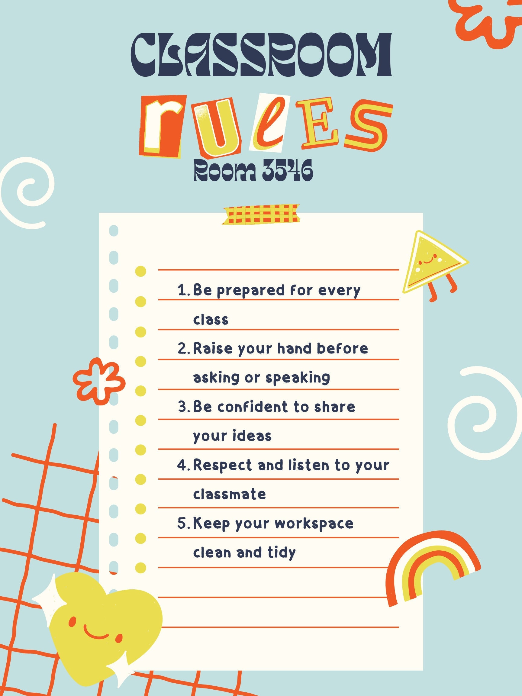 Classroom Rules Poster - Etsy