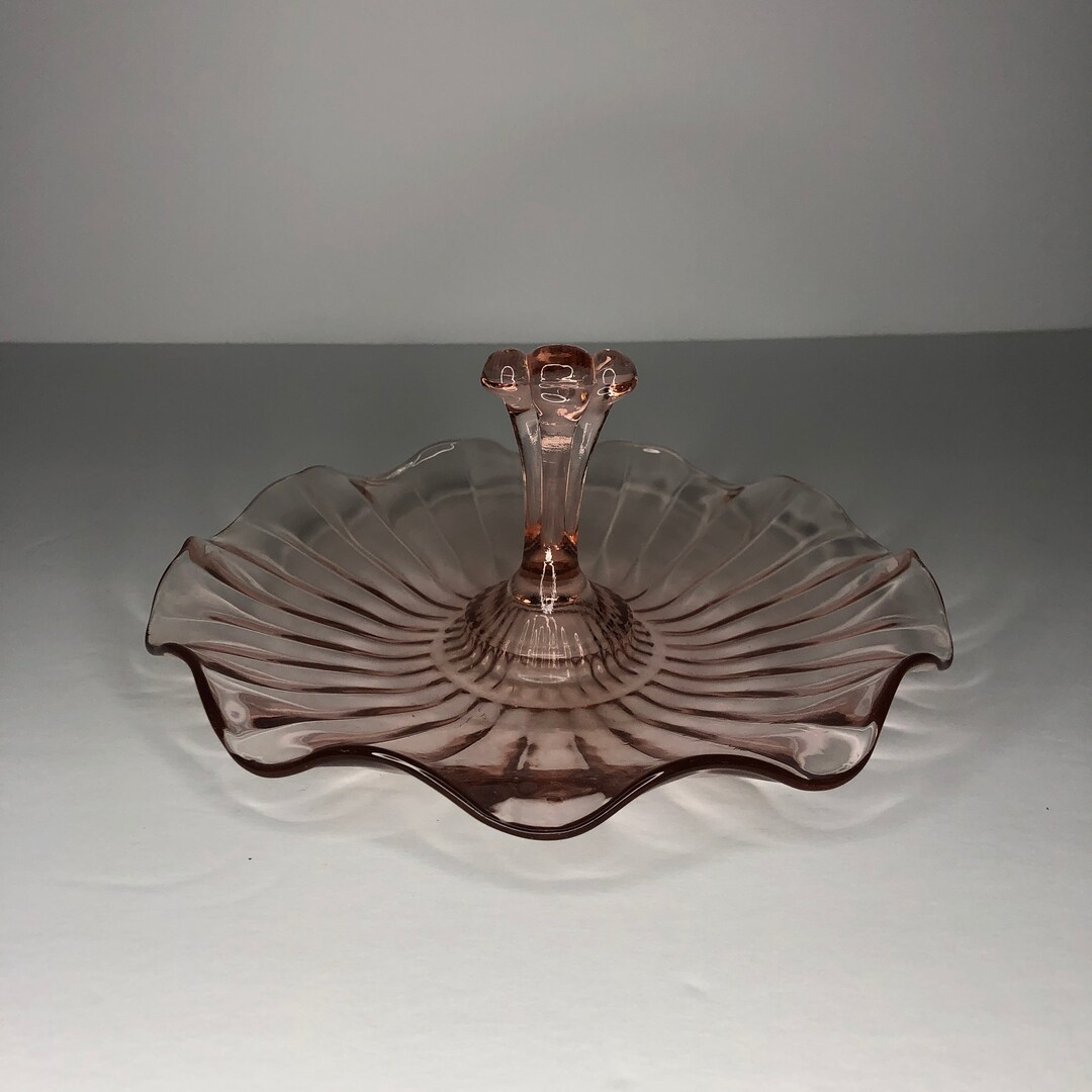 Vintage Pink Depression Glass Small Bon Bon With Center Handle - Etsy