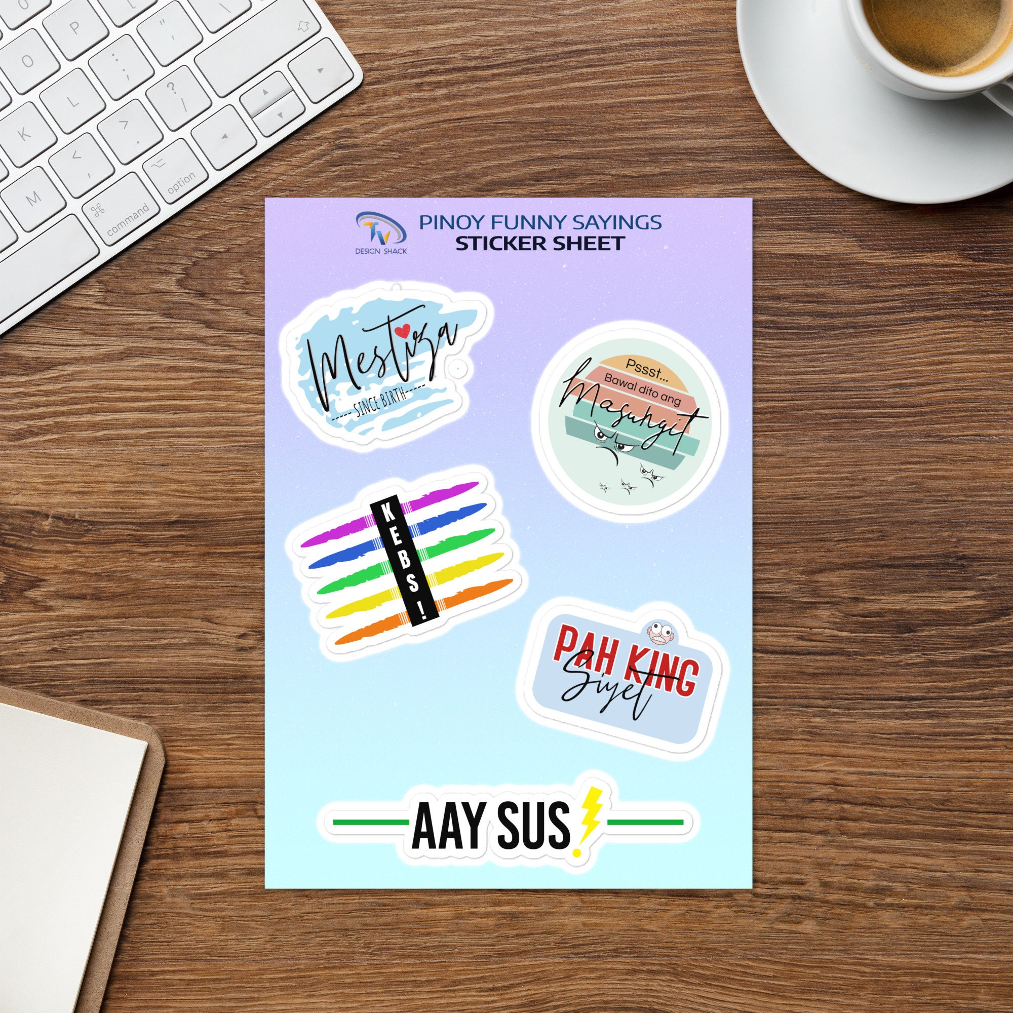 Mestiza, Pah King Aay Sus Funny Tagalog Laptop Sticker Sheet, Filipino ...