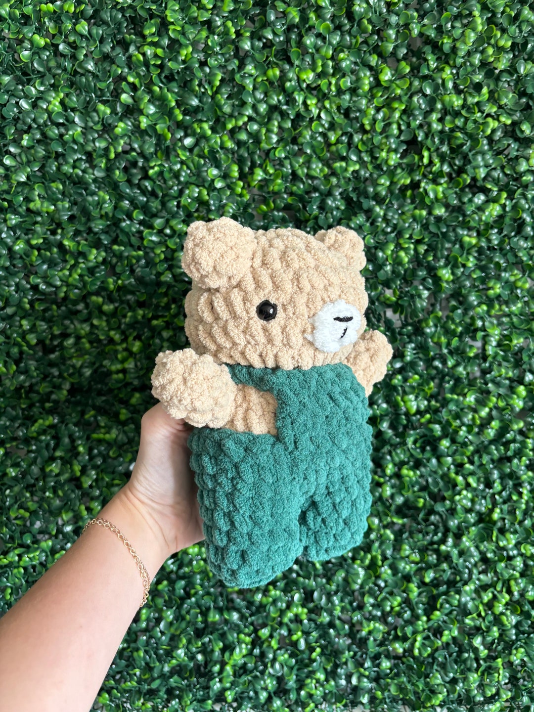Bear in Overalls Plushie Medium | Cute Bear Crochet Plushie, Amigurumi ...