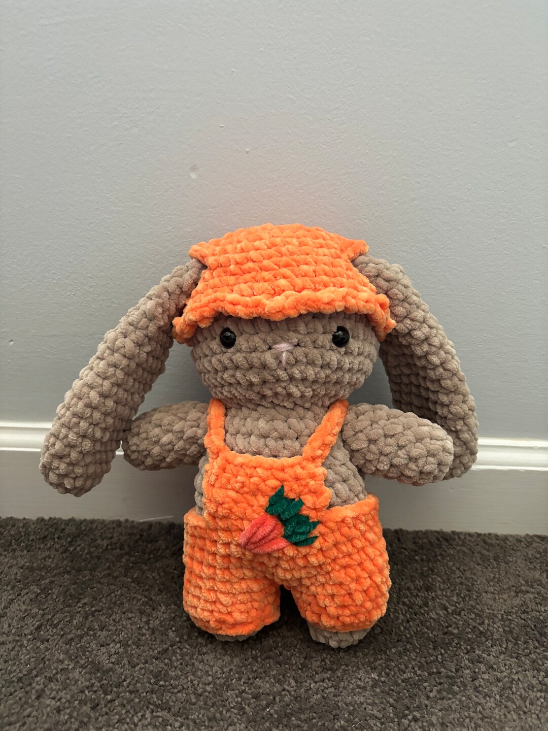 Carrot Bunny Plushie Toy | Crochet Bunny, Amigurumi Plushie, Cute ...