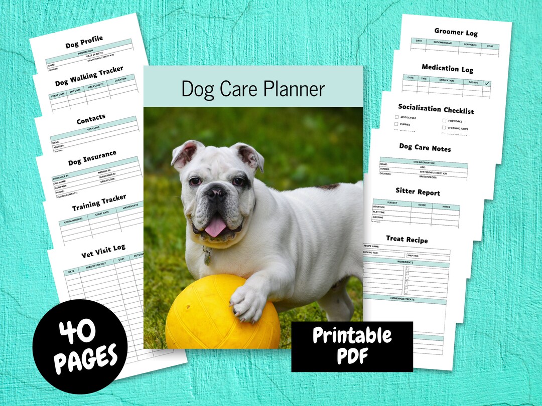 Dog Care Planner Printable, Puppy Planner, Dog Walking, Pet Sitter ...