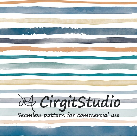 Watercolor Stripe Seamless Pattern Digital Paper for - Etsy