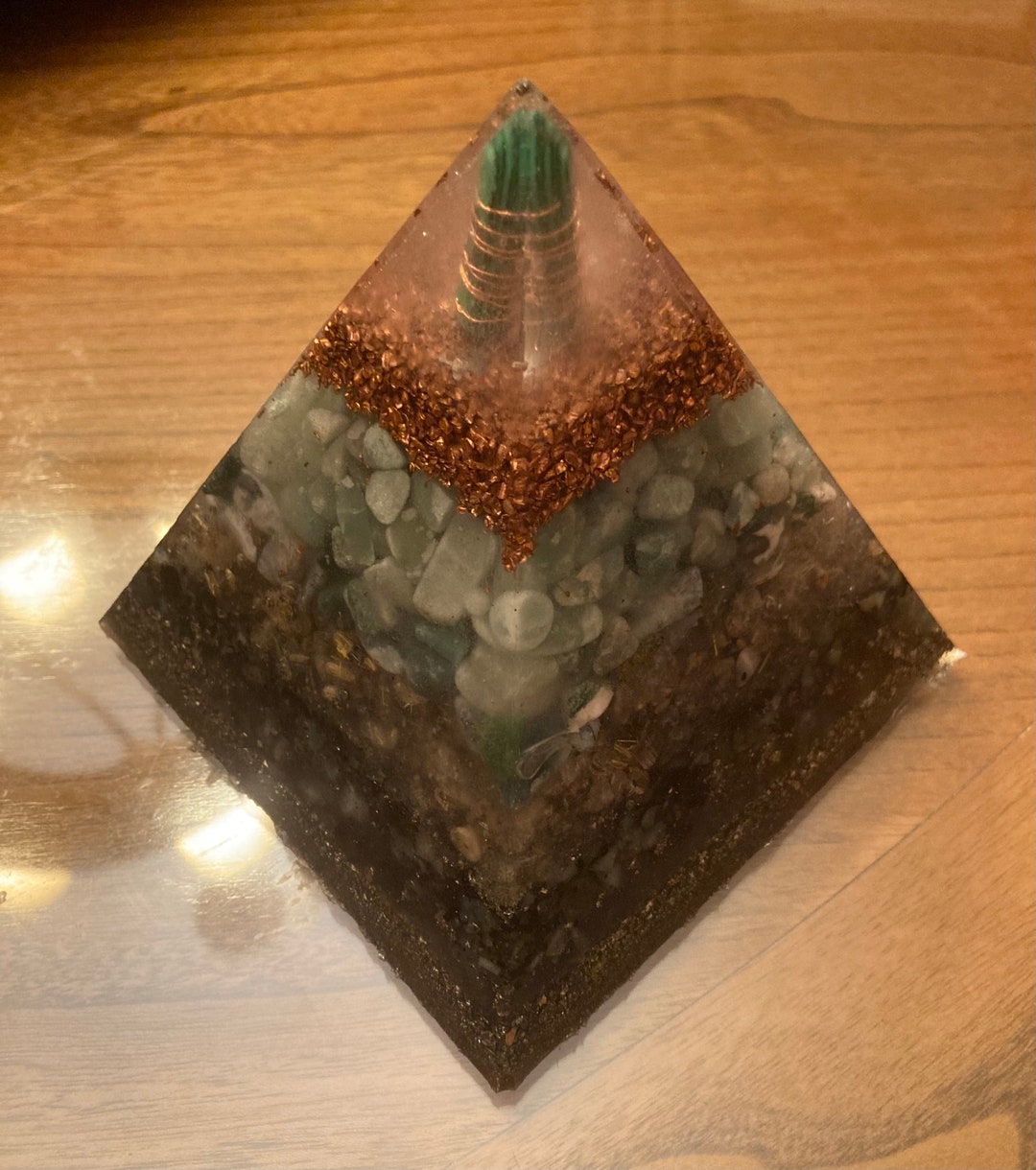 Large Prosperity Orgone Pyramid (malachite, Aventurine, Gold Rutile ...
