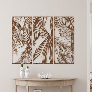 Tropical Leaf Wood Wall Art: Triptych Wall Decor, Set of 3 - Etsy
