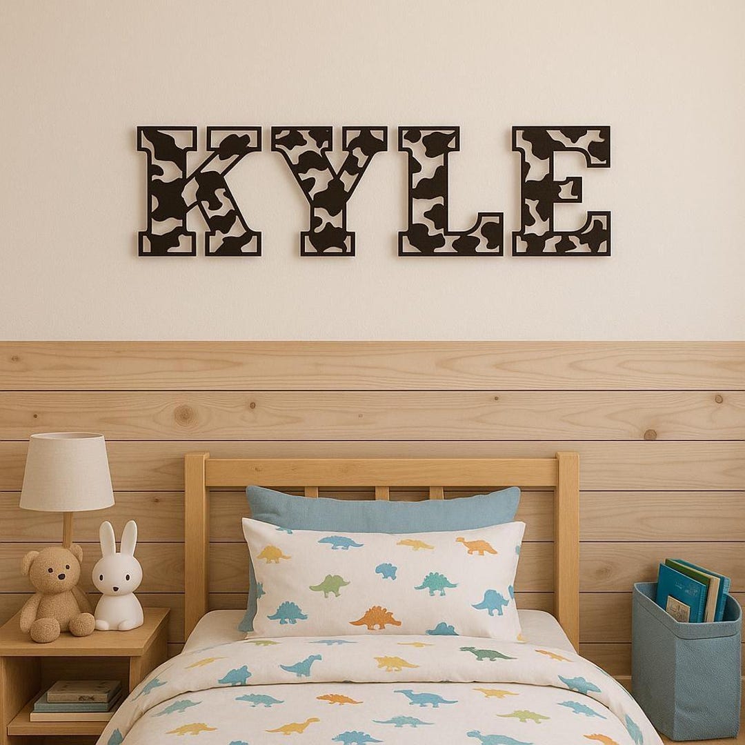 Cow Print Wooden Name Letters: Rustic Nursery Decor - Etsy