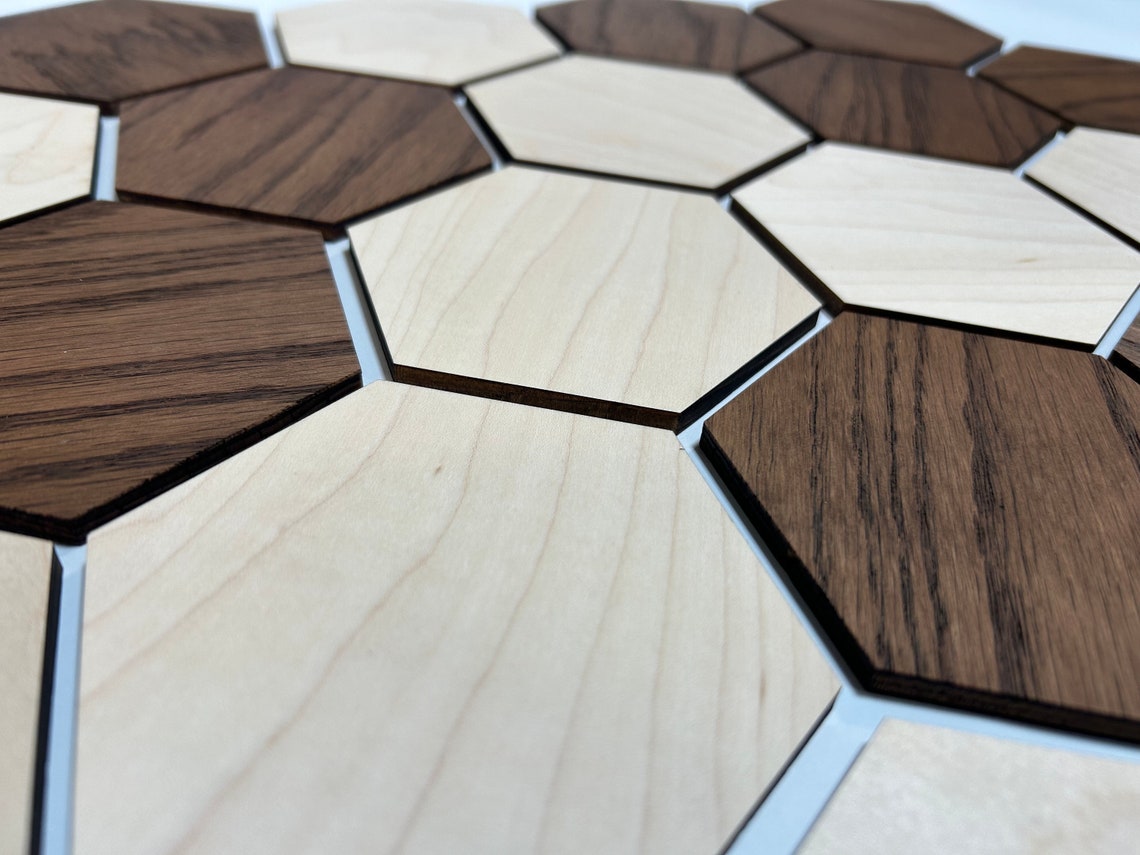 Large Hexagon Wall Art, Set of Decorative Accent Pieces, Wooden Wall ...