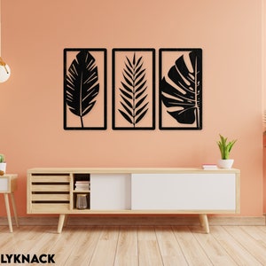 3 Panel Tropical Leaf Wood Wall Art: Botanical Decor - Etsy