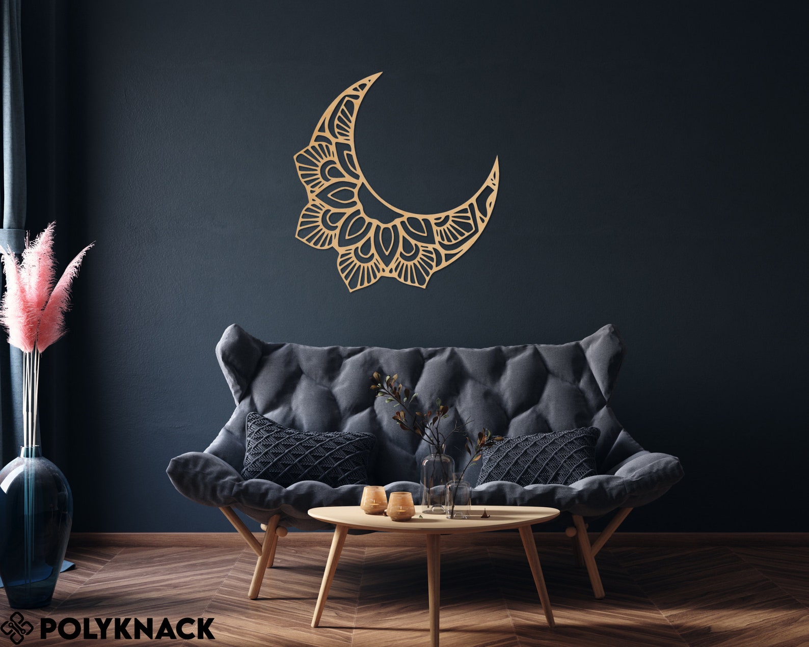 Lotus Moon Wall Decor, Large Wooden Moon Wall Art, Celestial Art, Moon ...
