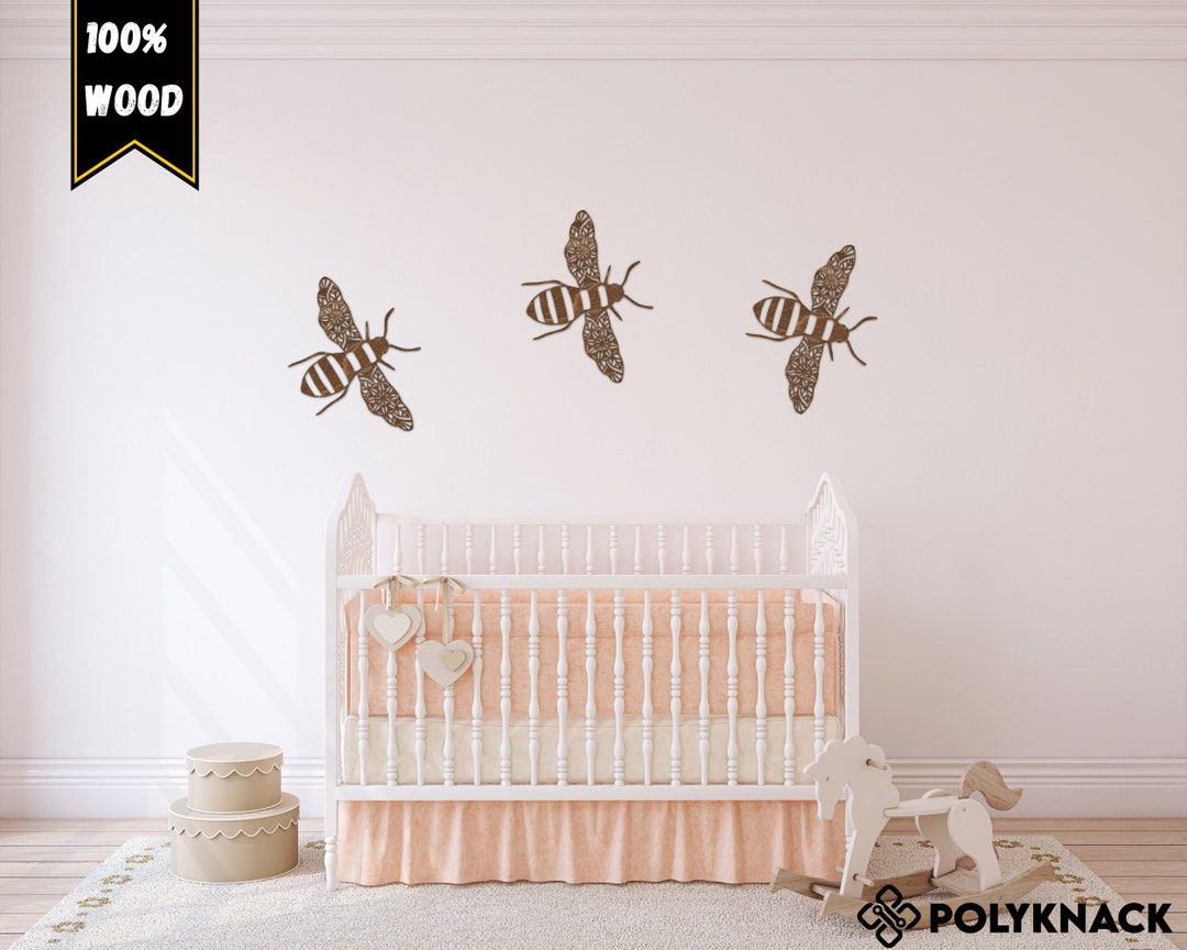 Bee Wall Art, Bumble Bee Wooden Wall Decor, Large Honey Bee Wall ...