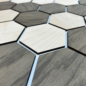 Hexagon Wood Wall Tiles, Sets of Wall Tiles, Wood Tile Cutouts, 3D Wall ...
