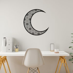 Crescent Moon Wood Wall Decor, Wooden Moon Wall Art, Boho Celestial ...