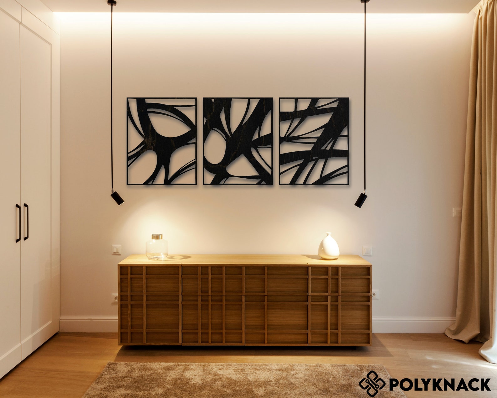 Wall Decor Wood Abstract, Large Above the Bed Decor, Wooden Abstract ...