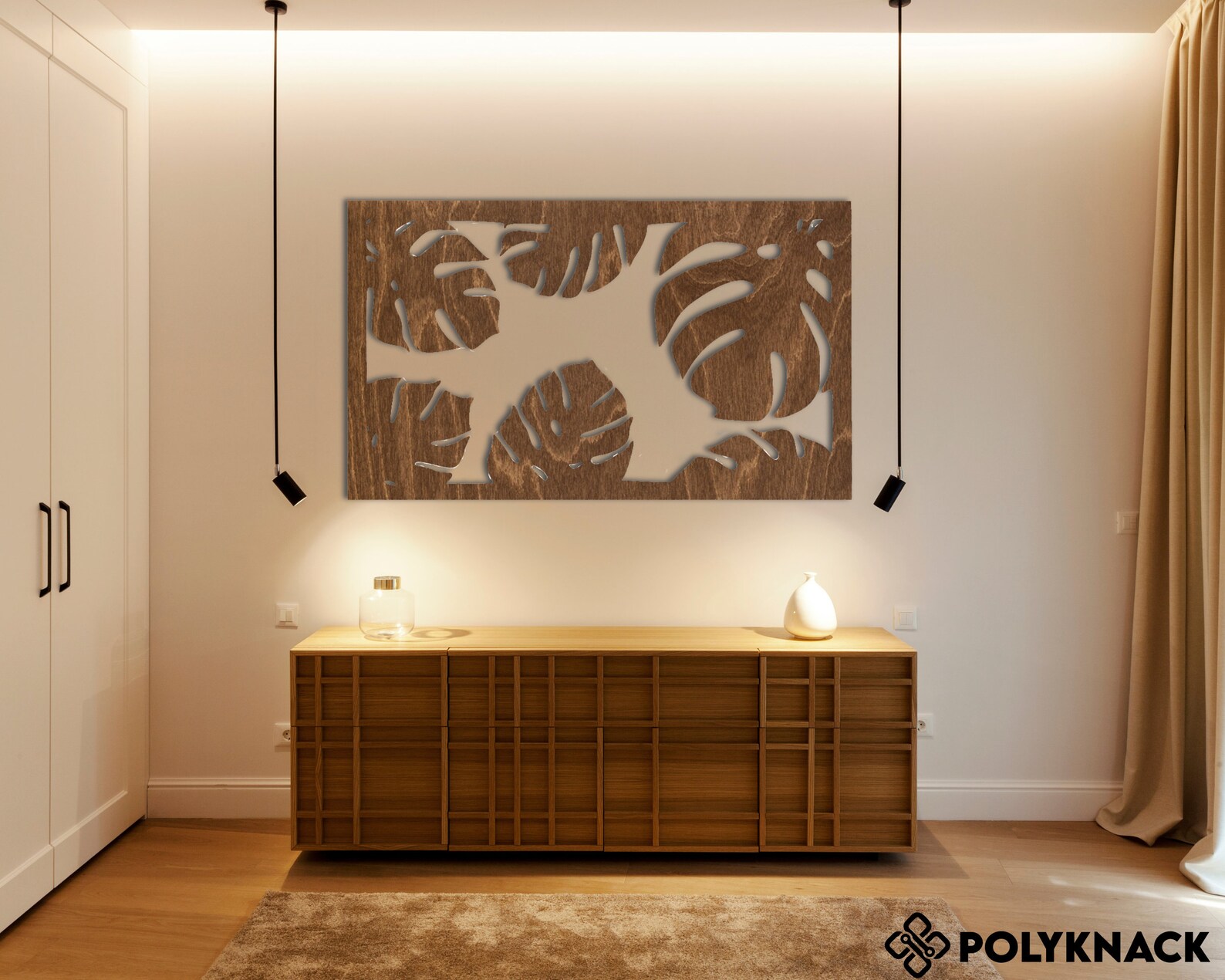 Monstera Wood Wall Art, Tropical Leaves Home Decor, Over the Bed Wooden ...